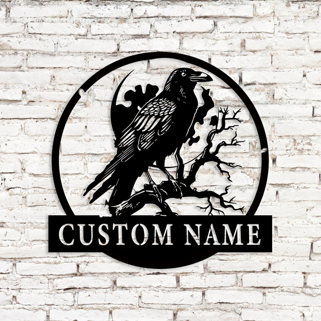 Custom Raven Bird Metal Garden Stake, Personalized Garden Name Sign ...