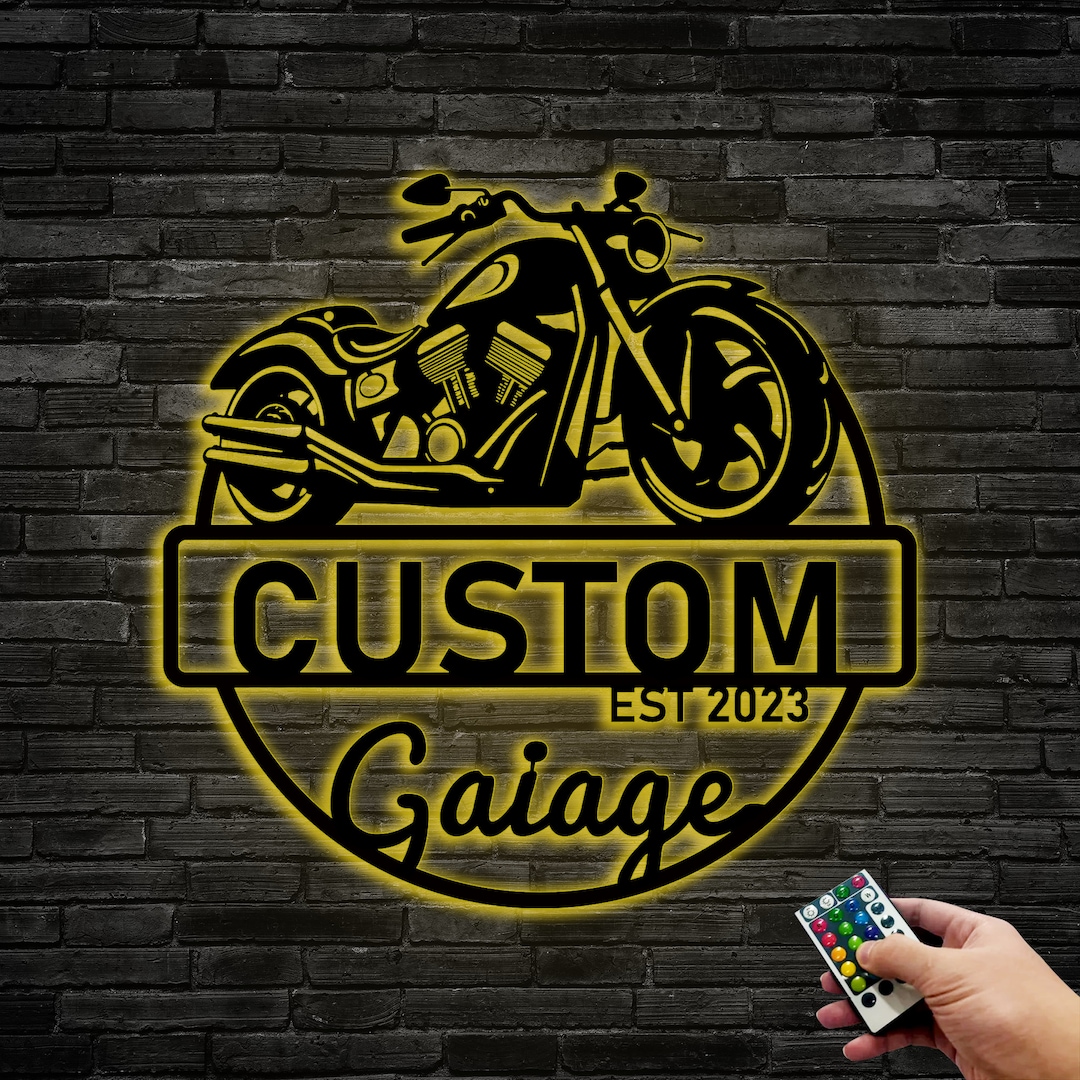 Custom Motorcycle Art Motorcycle Garage Sign Personalized Biker Gift ...
