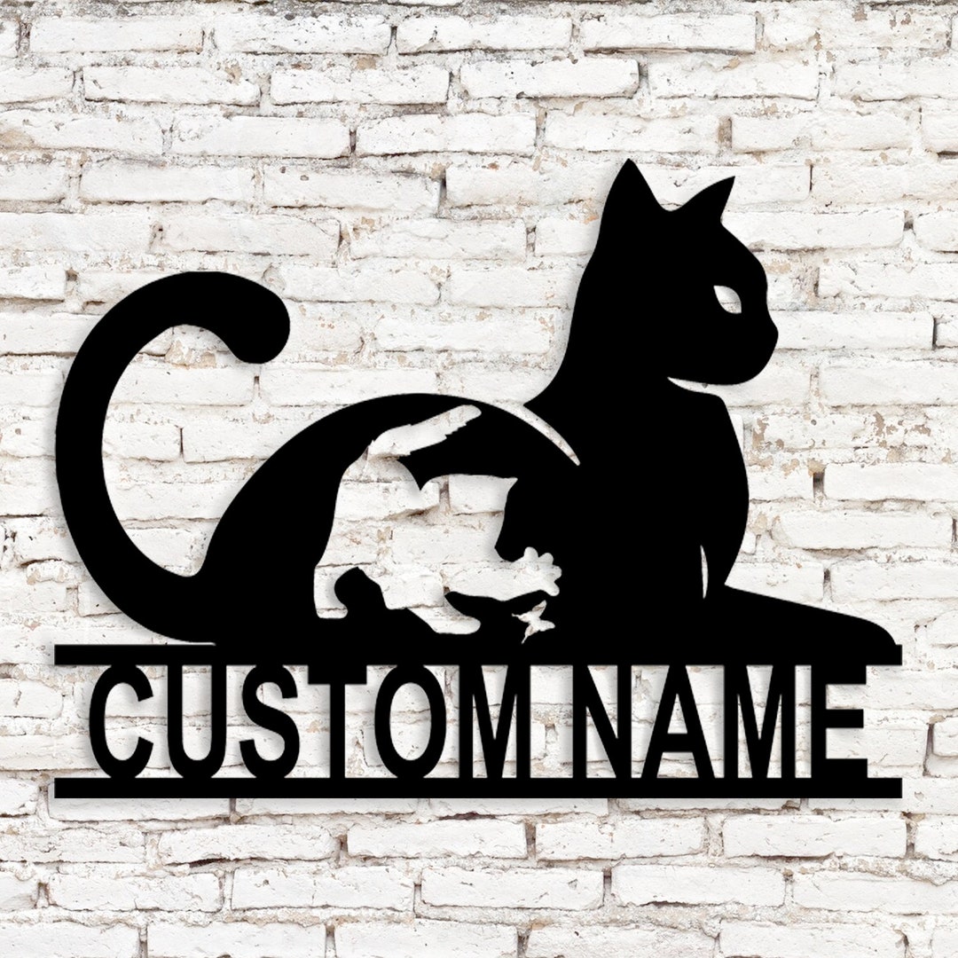 Custom Cat Metal Wall Sign, Personalized Cat Metal Wall Art, Cat Metal ...