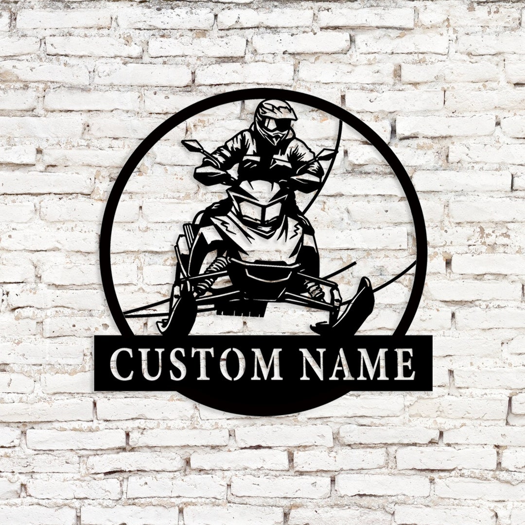 Custom Snowmobile Jump Metal Wall Art, Personalized Snowmobiler Name ...