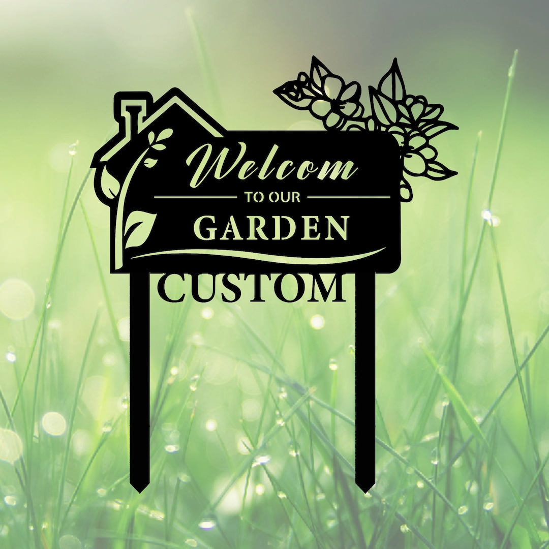 Custom Metal Garden Sign, Flower Sign With Stakes, Personalized Garden ...