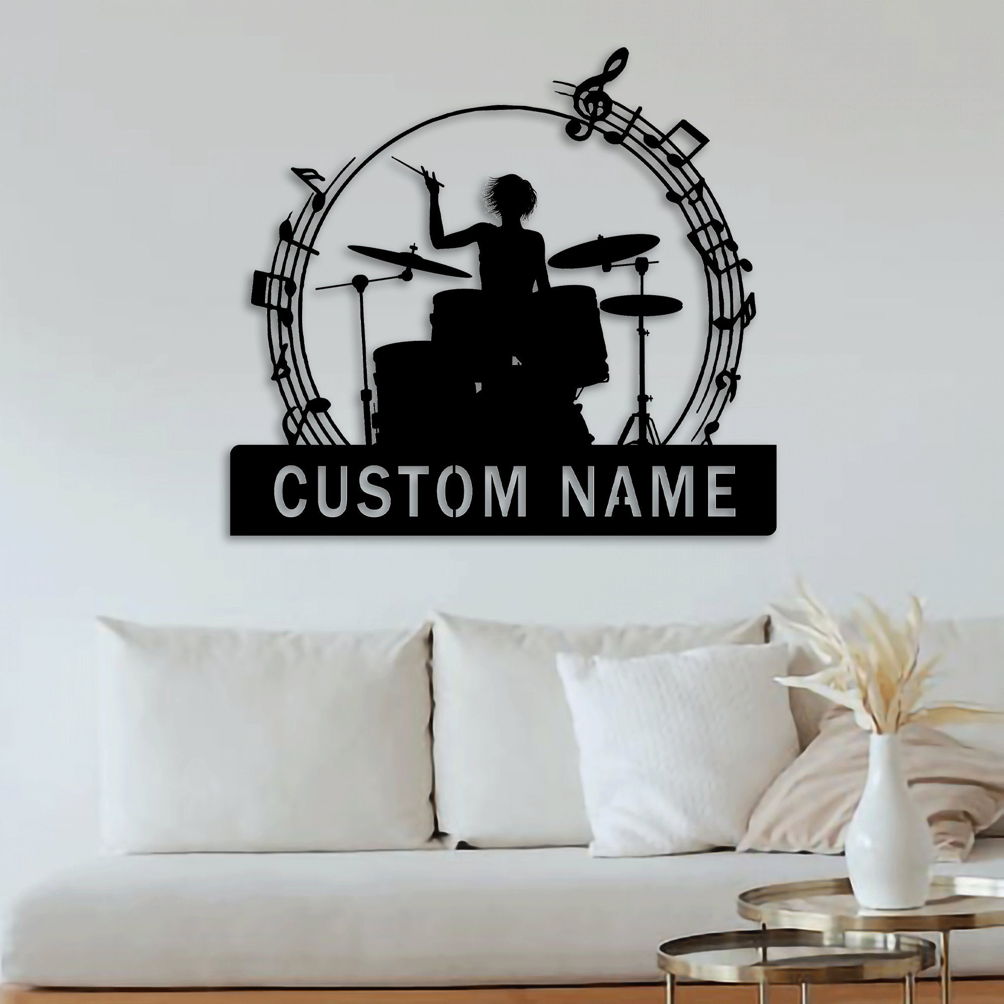 Custom Drummer Metal Sign With LED Light,personalized Drummer Name Sign ...