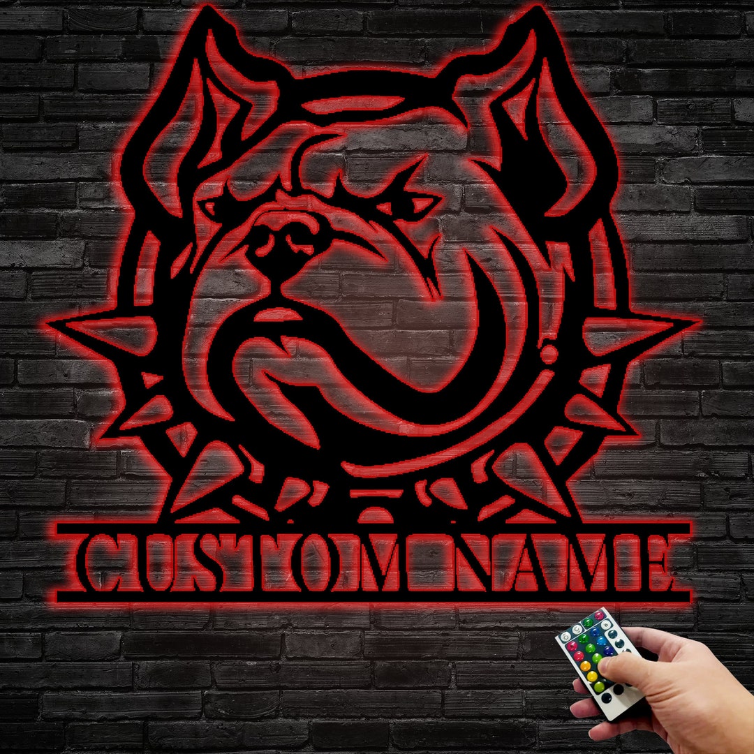 Custom Bulldog Metal Wall Art LED Light Signs Personalized Dog Lover ...