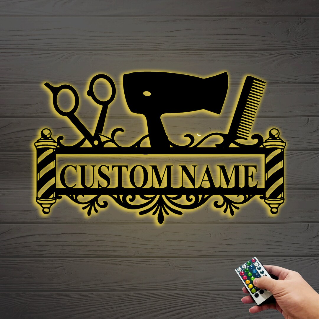 Customized Hair Salon Sign Tape With LED Lightpersonalized - Etsy