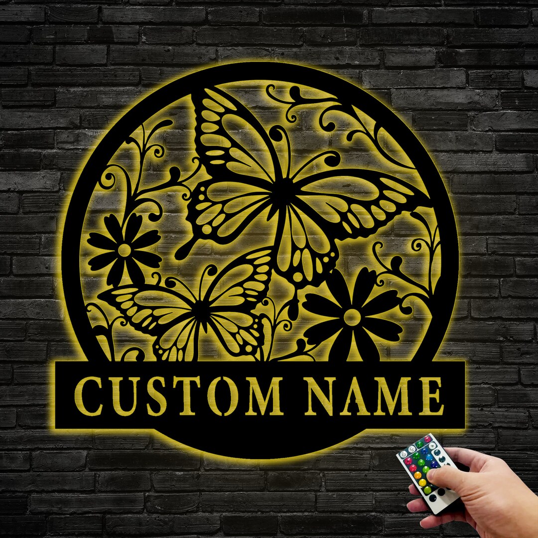 Custom Butterfly Metal Sign, Butterfly Garden Neon Sign,butterfly Metal ...