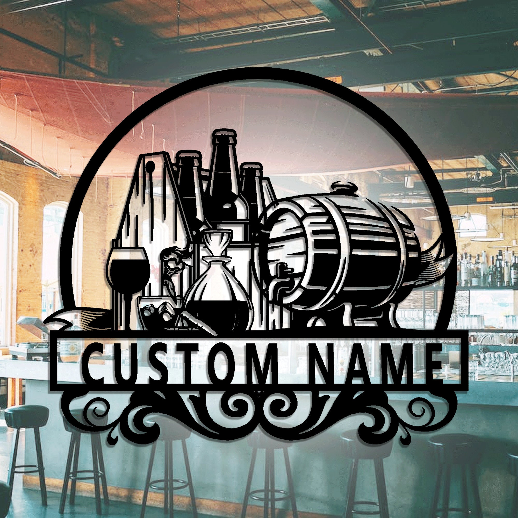 Personalized Metal Bar Signs With LED Lights, Bar Man Cave Decor ...