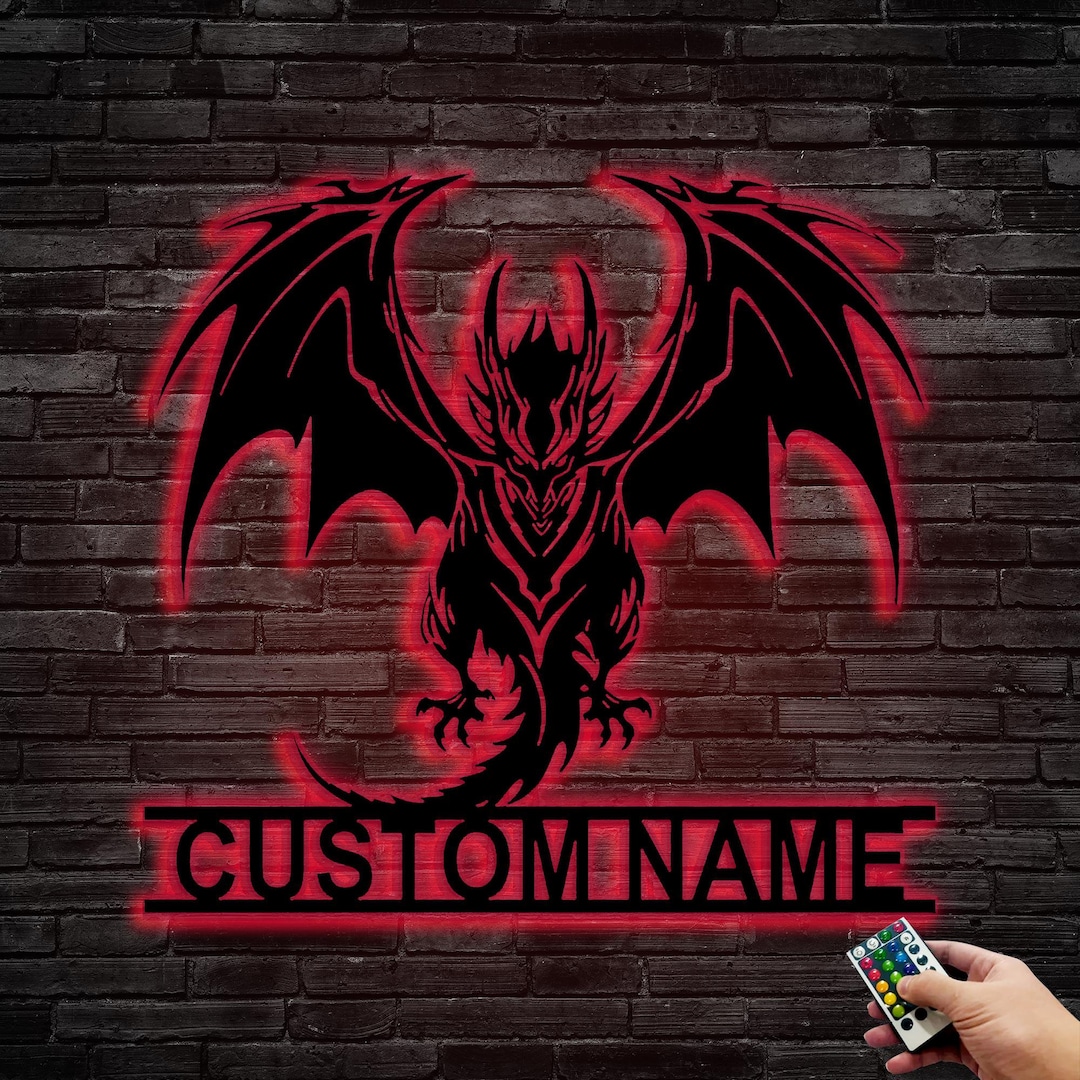 Personalized Dragon Metal Sign,custom Dragon Monogram Metal Sign Art ...