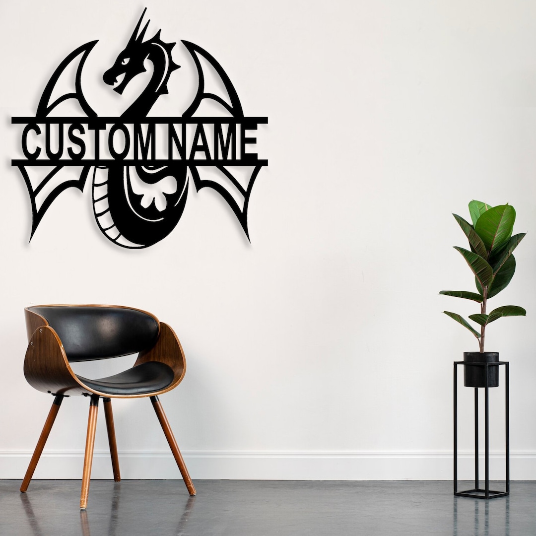Custom Dragon Monogram Metal Sign Art LED , Personalized Dragon Metal ...