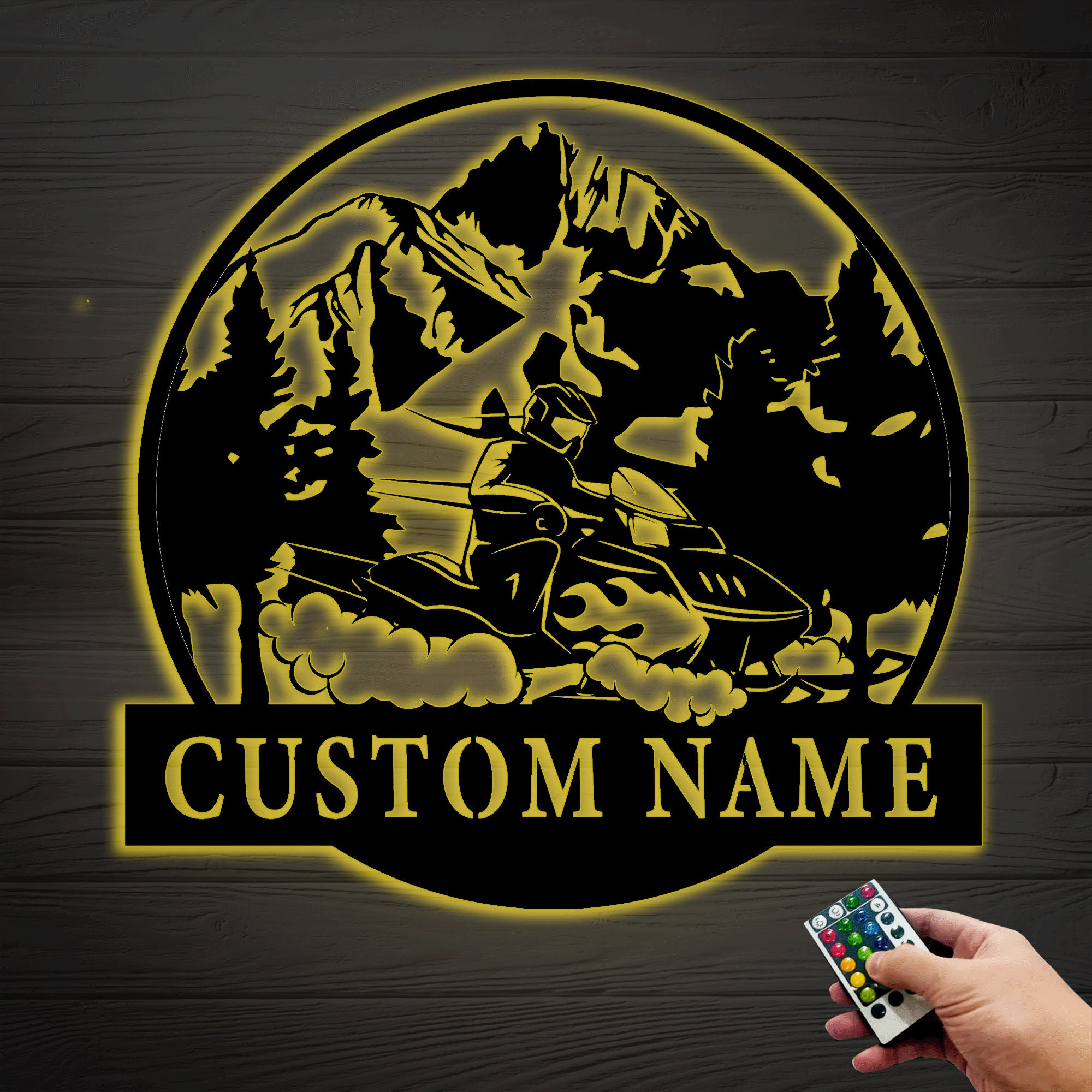 Custom Snowmobile Riding Metal Wall Art With LED Light,custom Man ...