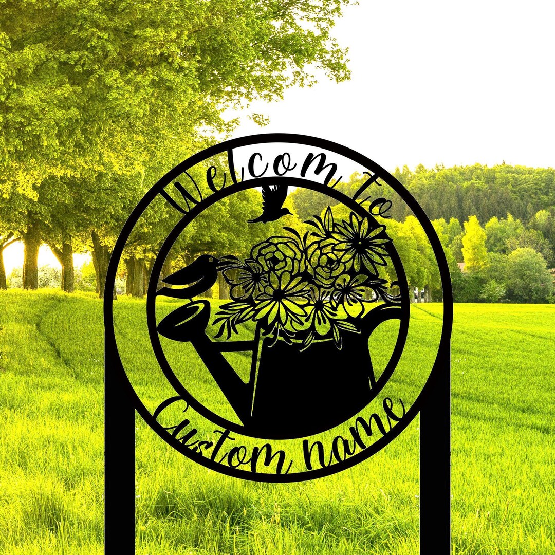 Custom Metal Garden Sign, Flower Sign With Stakes, Personalized Garden ...