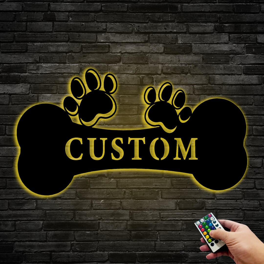 Custom Metal Dog Sign,metal Dog Bone Name Sign,metal Pet Name Sign ...