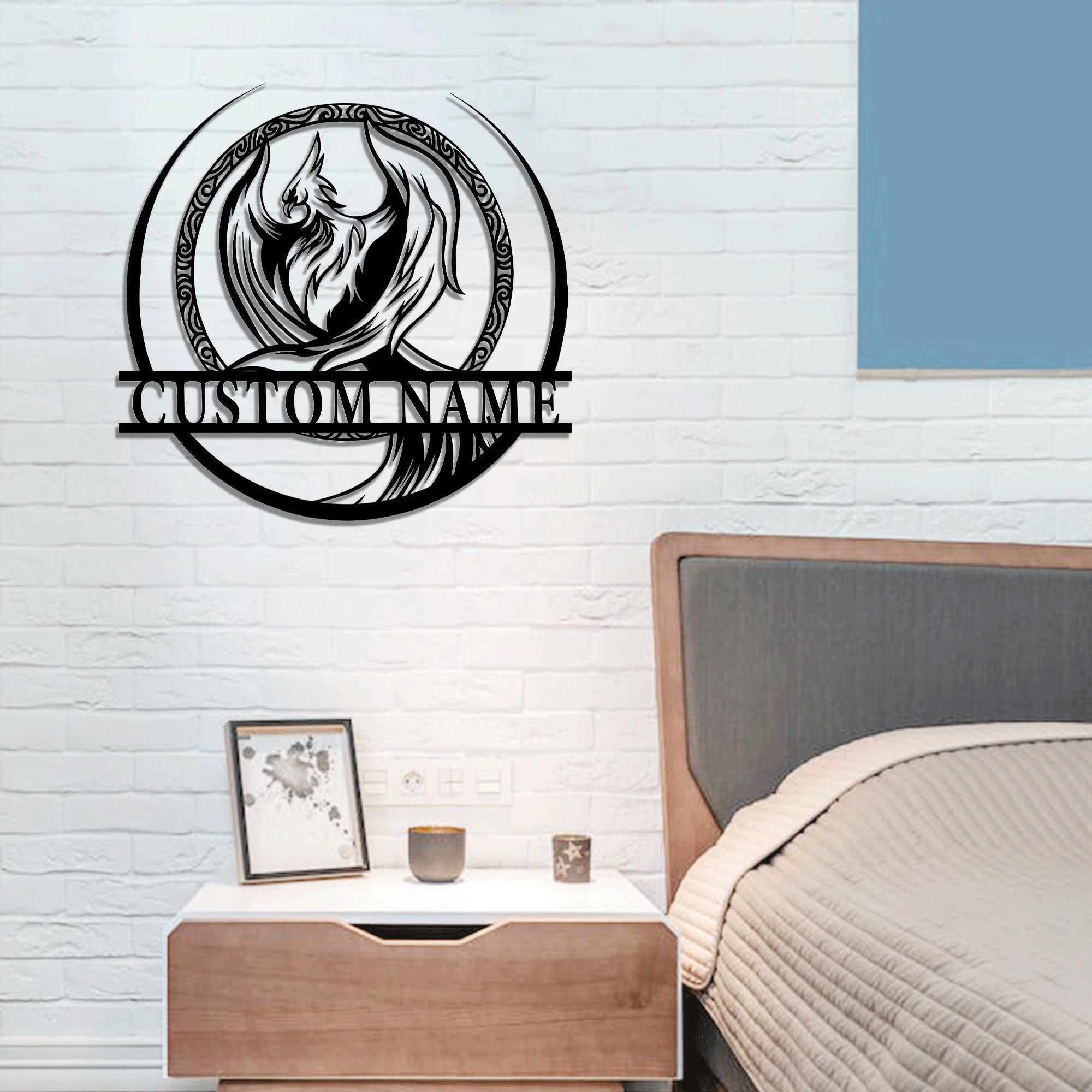 Personalized Rise Phoenix Metal Wall Art With LED Lights, Custom Metal ...