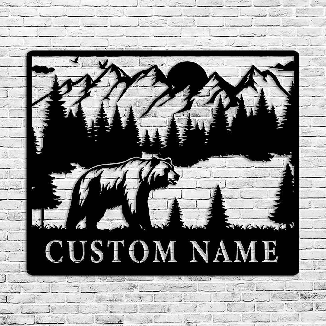 Custom Bear,bear Personalized Metal Sign-cabin Metal Sign Family Name ...