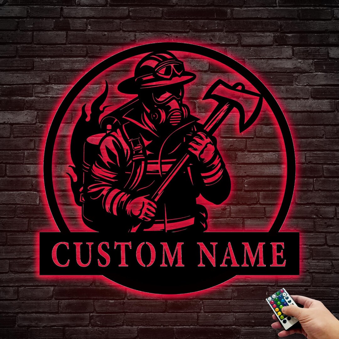 Fireman-theme Metal Wall Decor,personalized Firefighter Monogram Metal ...