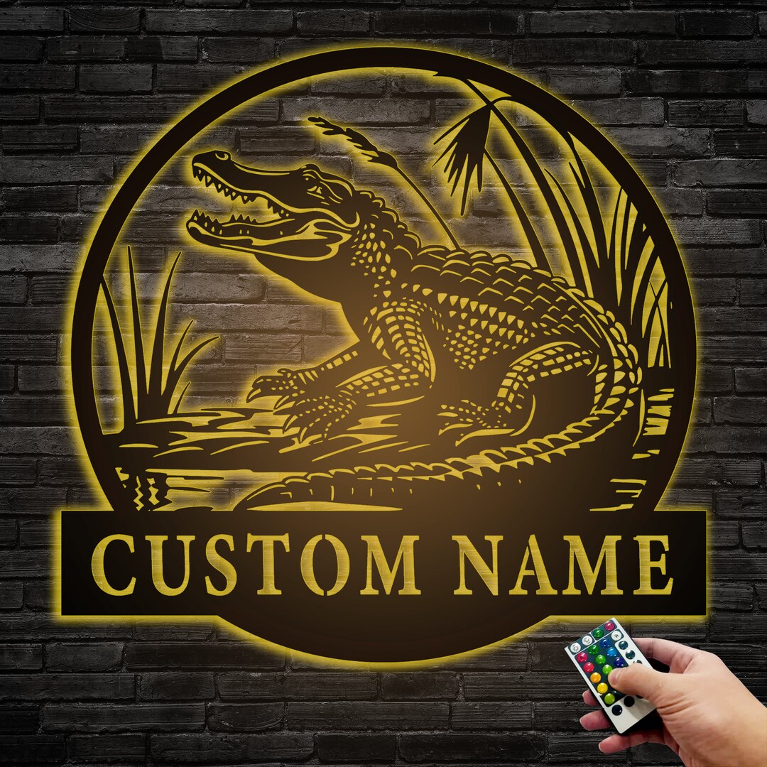 Custom Mom Child Alligator Metal Wall Art LED Light Personalized ...