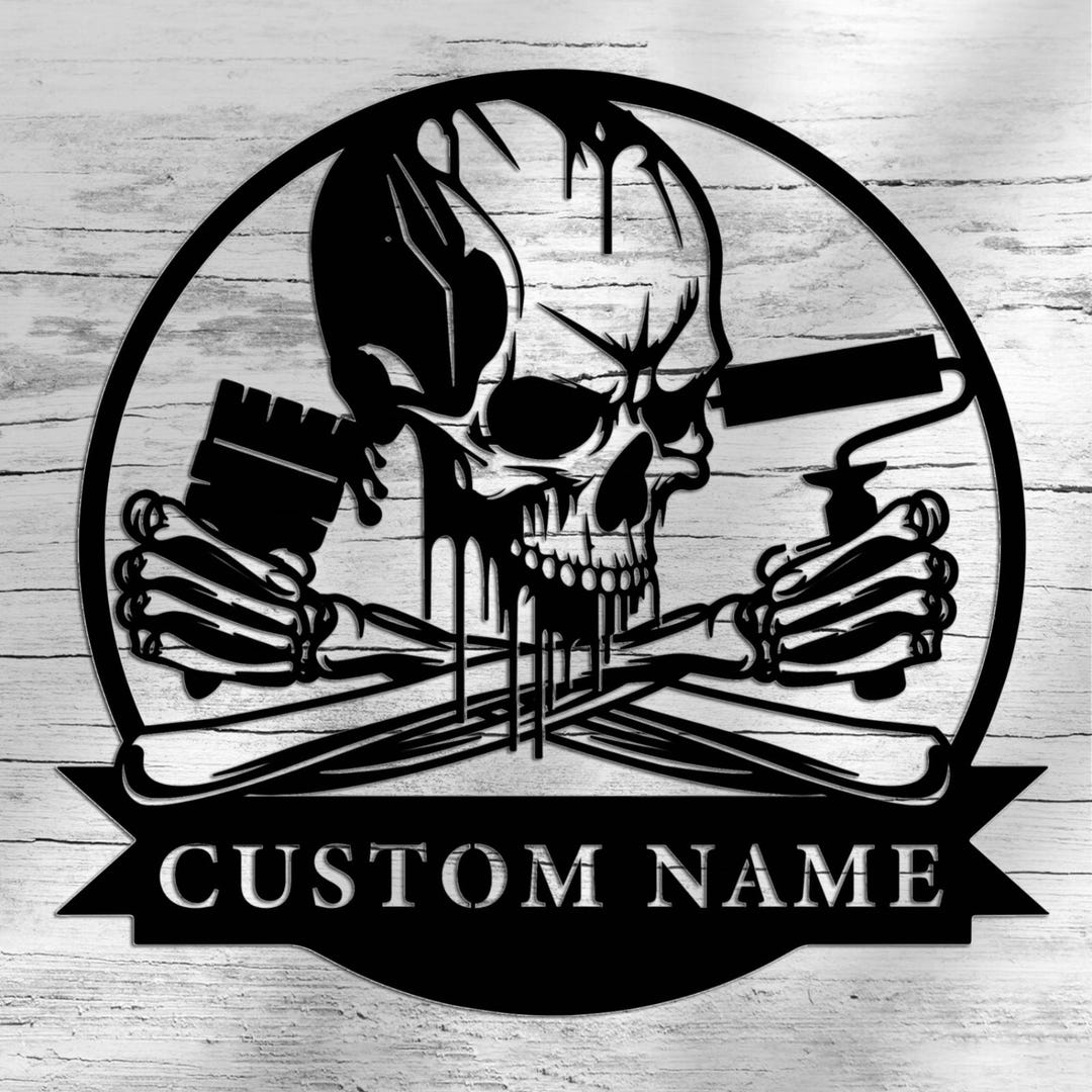 Cusotm Painter Studio Decor,personalized Painter Skull Metal Wall Art ...