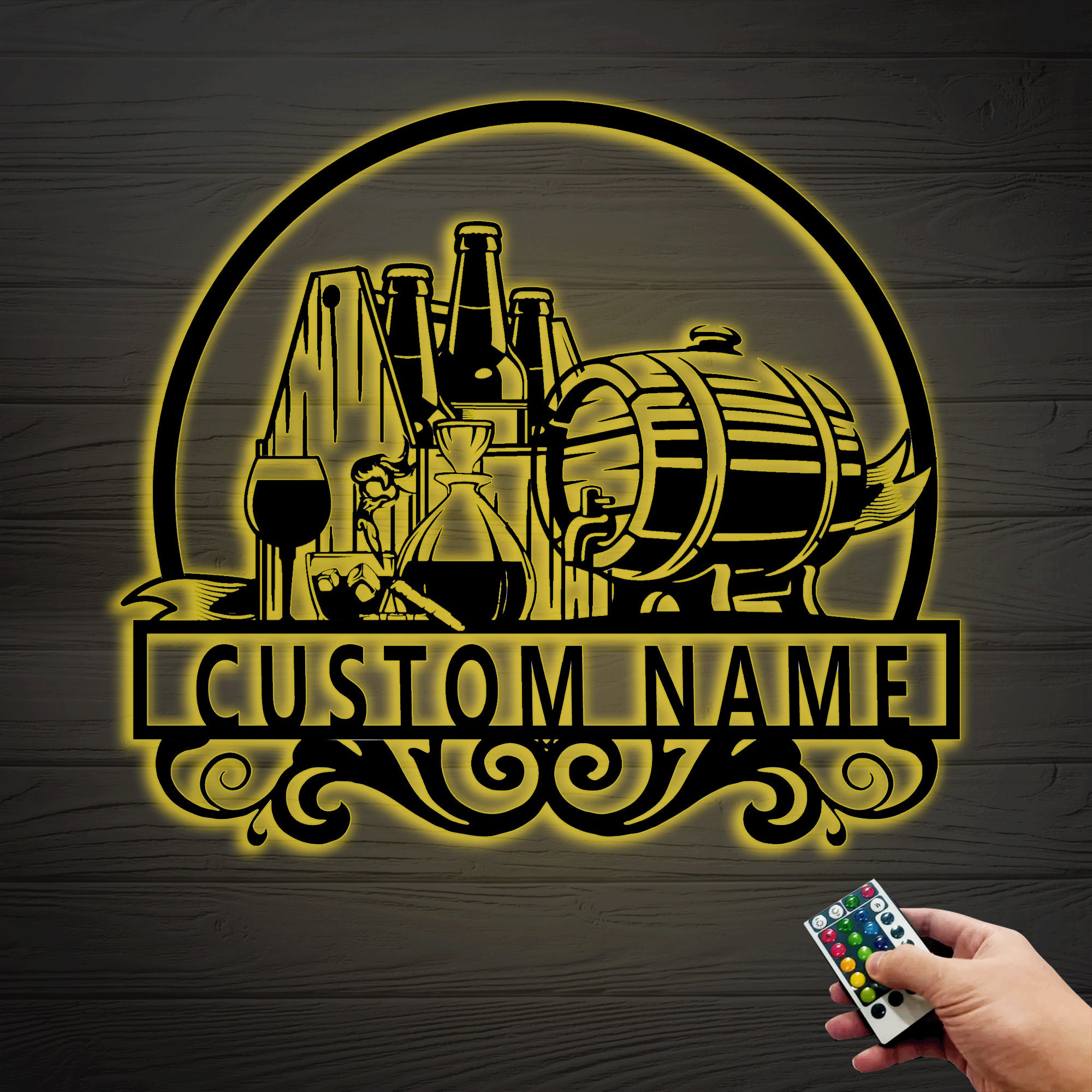 Personalized Metal Bar Signs With LED Lights, Bar Man Cave Decor ...