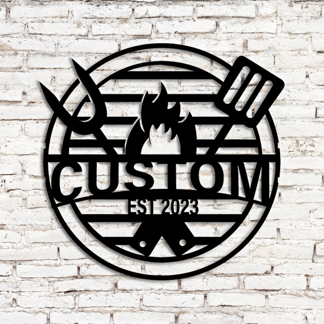 Personalized Metal Barbecue Wall Sign, Custom Grill Sign, Barbecue Sign ...