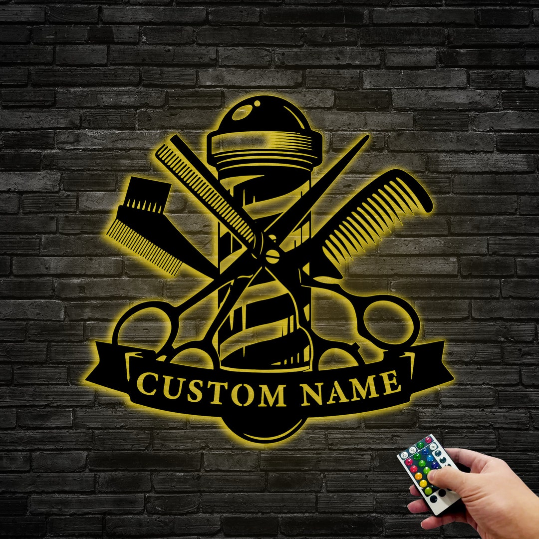 Personalized Barber Shop Metal Sign, Personalized Barber Shop Name Sign ...