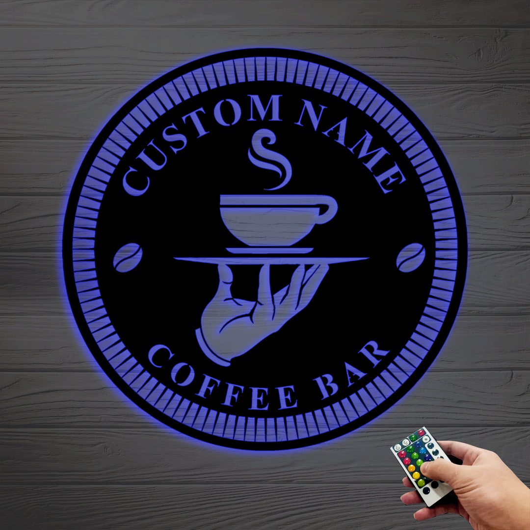 Personalized Coffee Metal Name Sign With LED Light,coffee Sign,custom ...