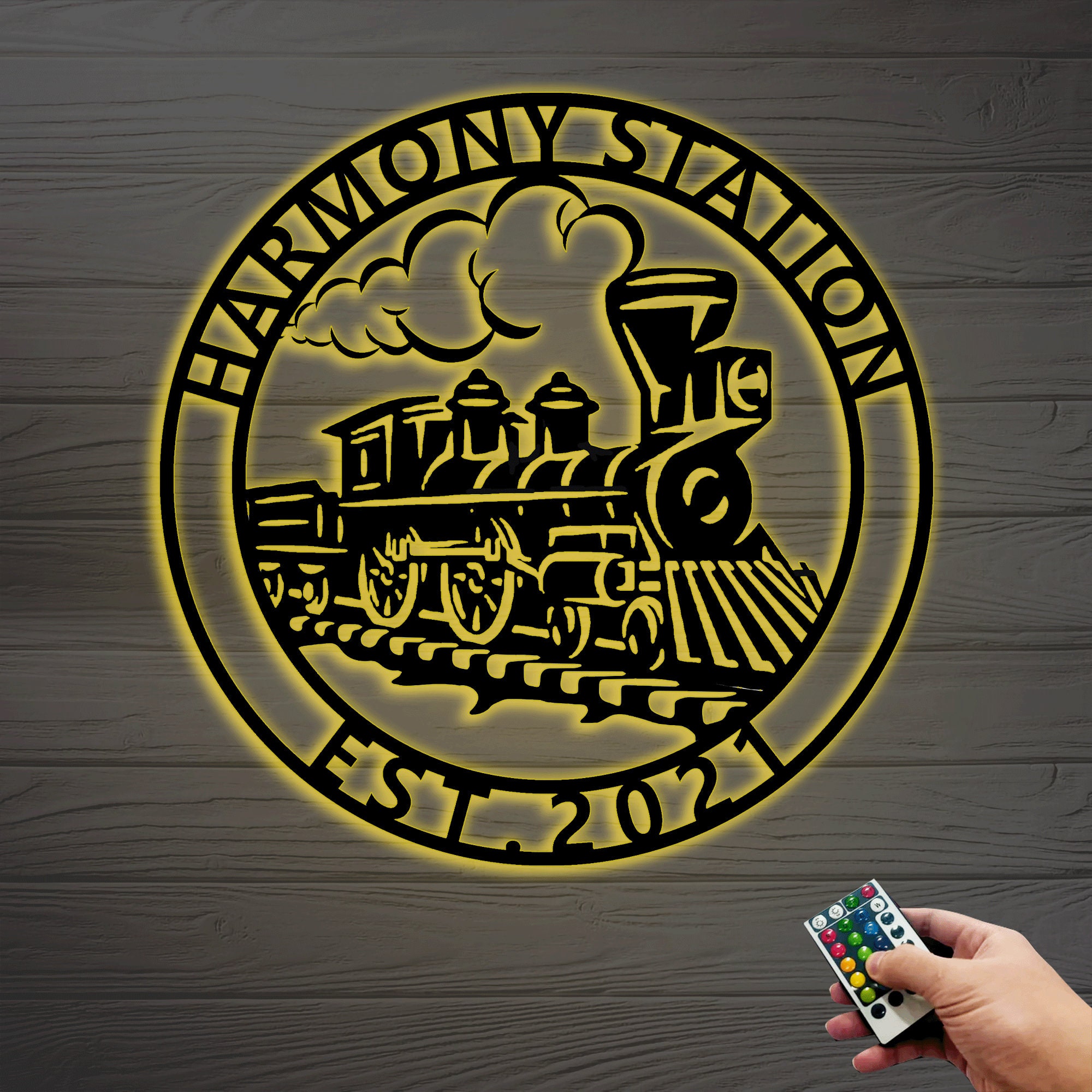 Personalized Train Metal Sign With LED Light, Custom Train Sign ...