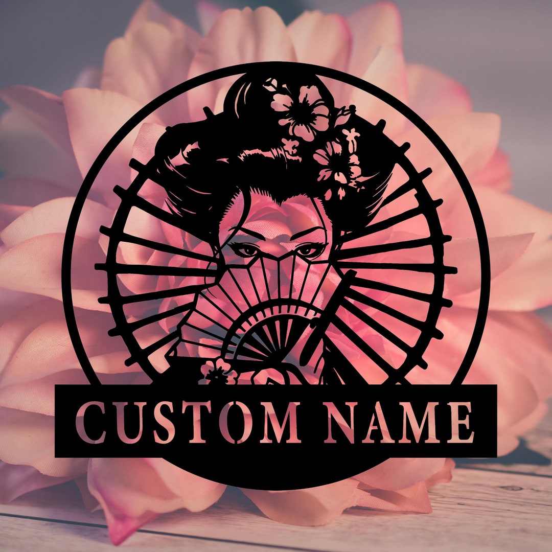 Custom Japanese Geisha Metal Wall Art,personalized Geisha Name Sign ...