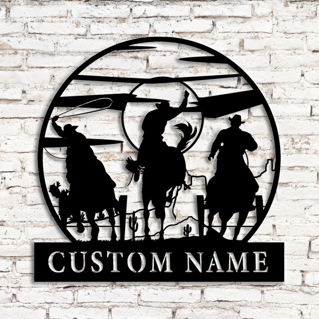 Bucking Bronc Metal Sign Cutout Vintage Cowboy Riding Bucking Bronc ...