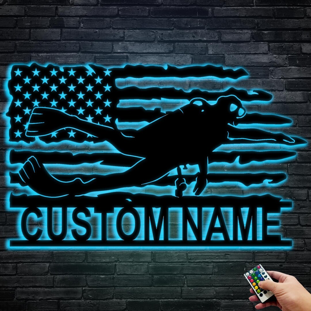 Custom US Flag Scuba Diving Metal Sign Art,personalized Scuba Diving ...