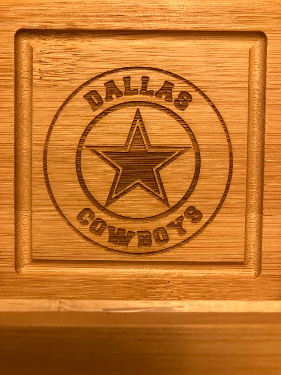 Dallas Cowboys, Engraved, Bamboo Coasters Set of 4 Coasters With Holder ...