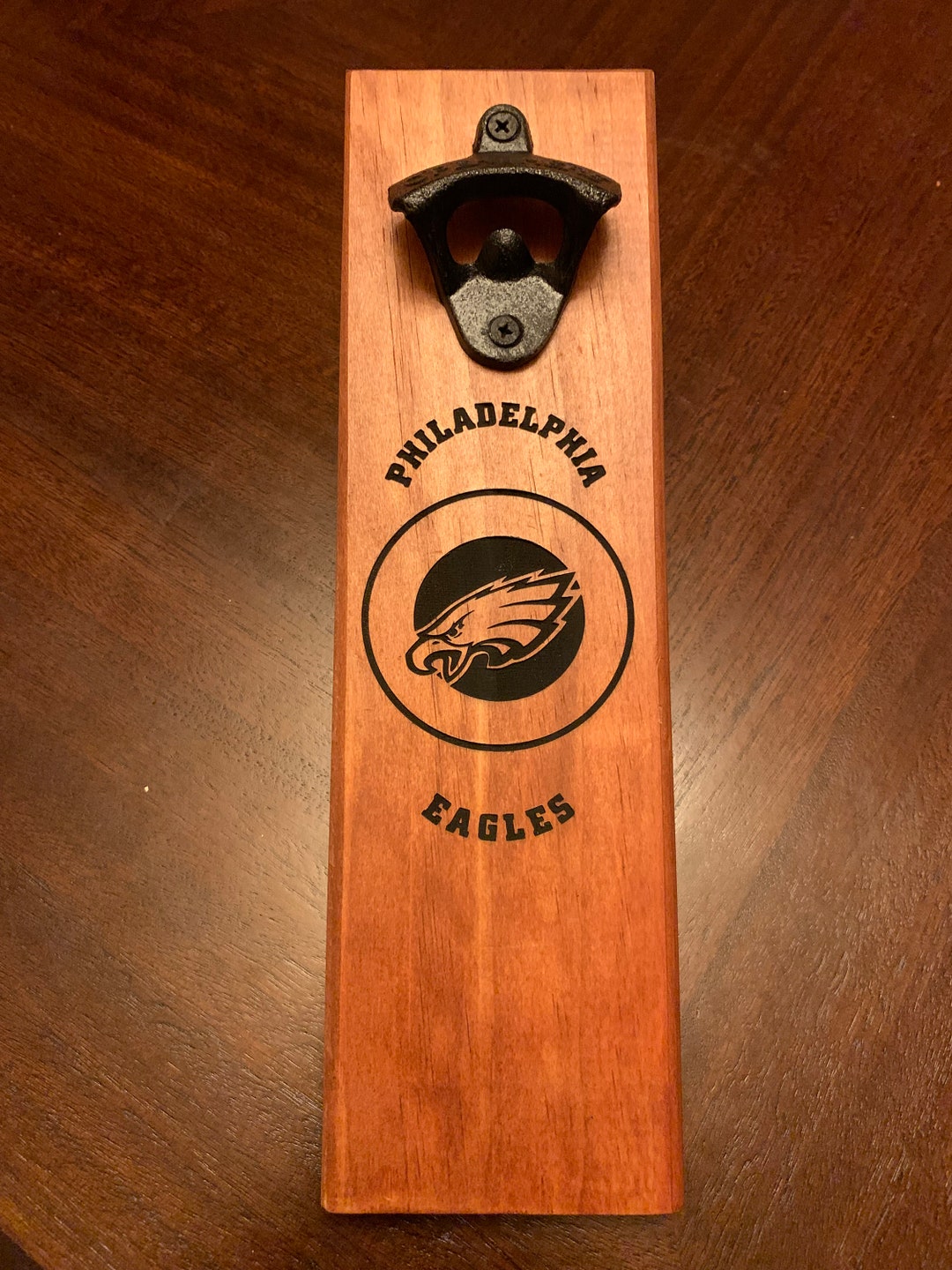 EAGLES Laser Engraved Soliw Wood Bottle Opener Customize or - Etsy