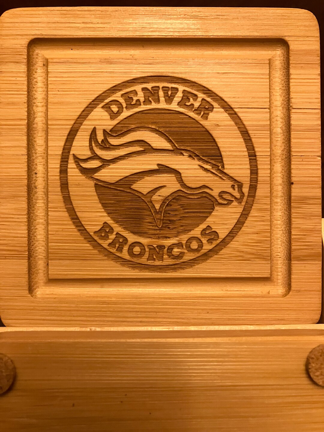 Denver Broncos Coasters, (4) Set, With Holder, Housewarming Coasters ...