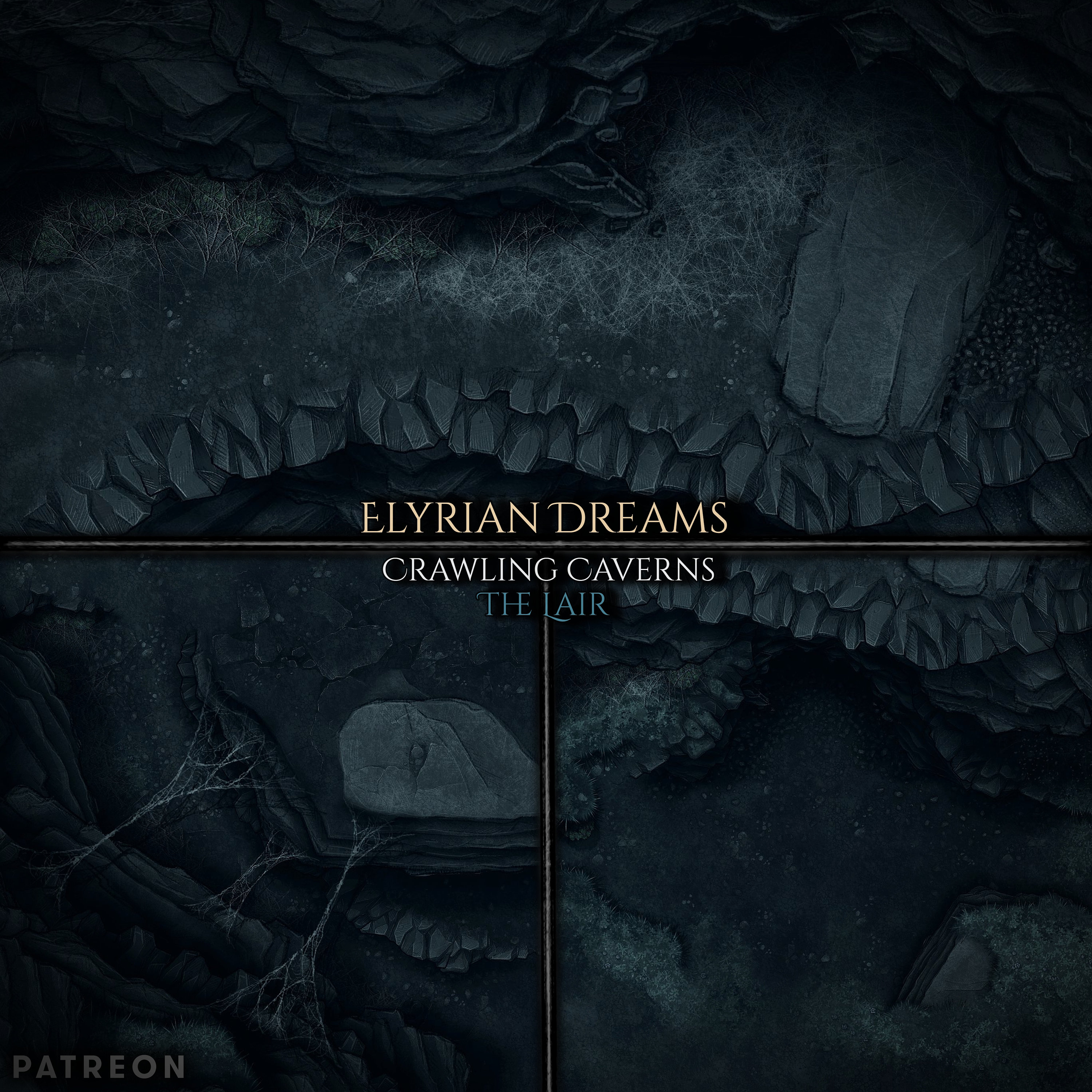 The Crawling Caverns, Interconnected Battlemap, D&d, TTRPG, Digital ...