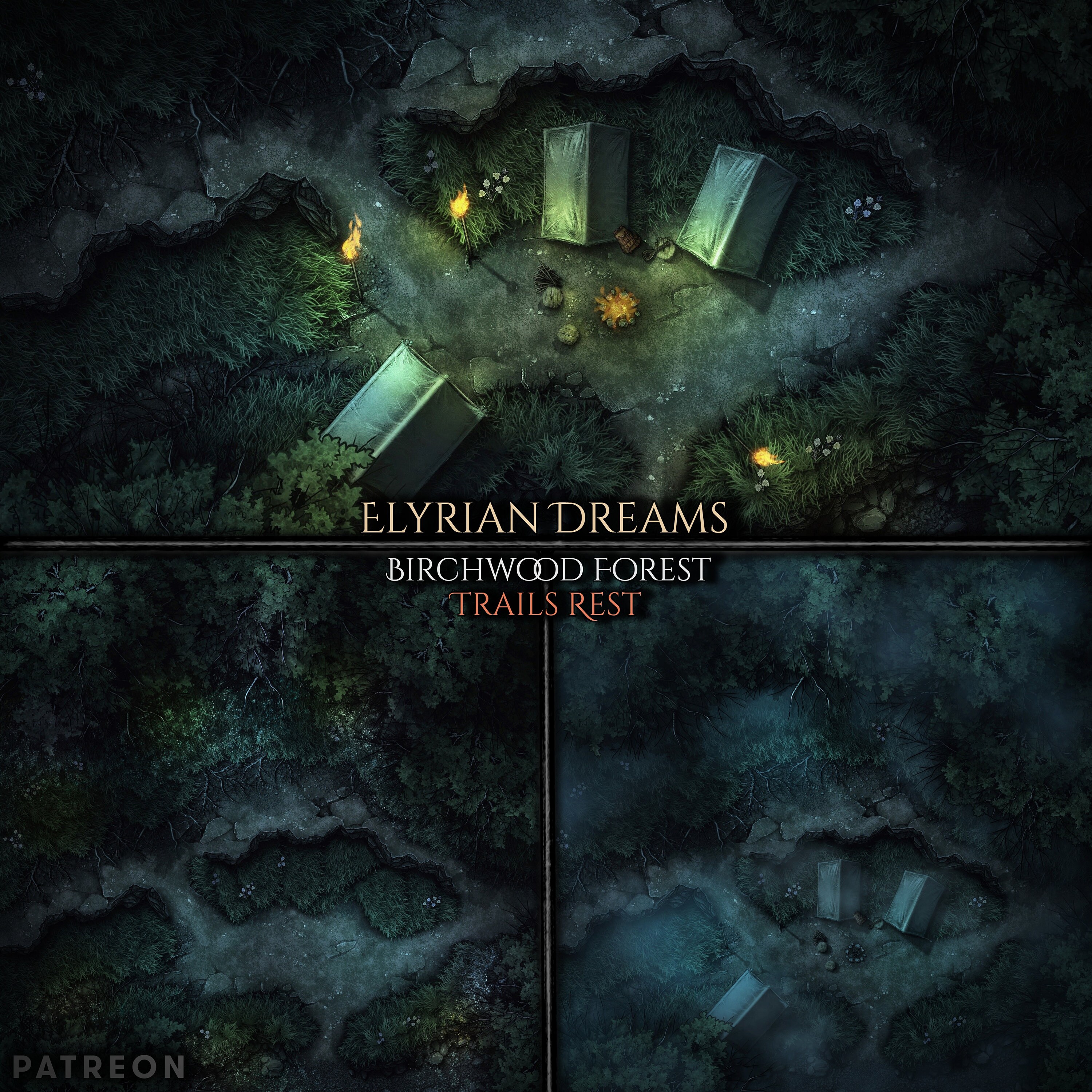 Trails Rest Campsite, Battlemap, Map-pack, D&d, Travel, Roleplay ...