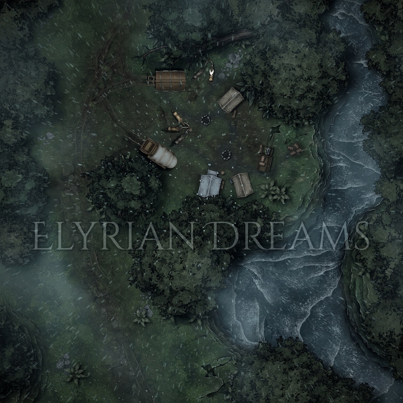 Riverside Campsite, Stormy, Night, 4k, Digital, TTRPG, Map Pack, D&D ...