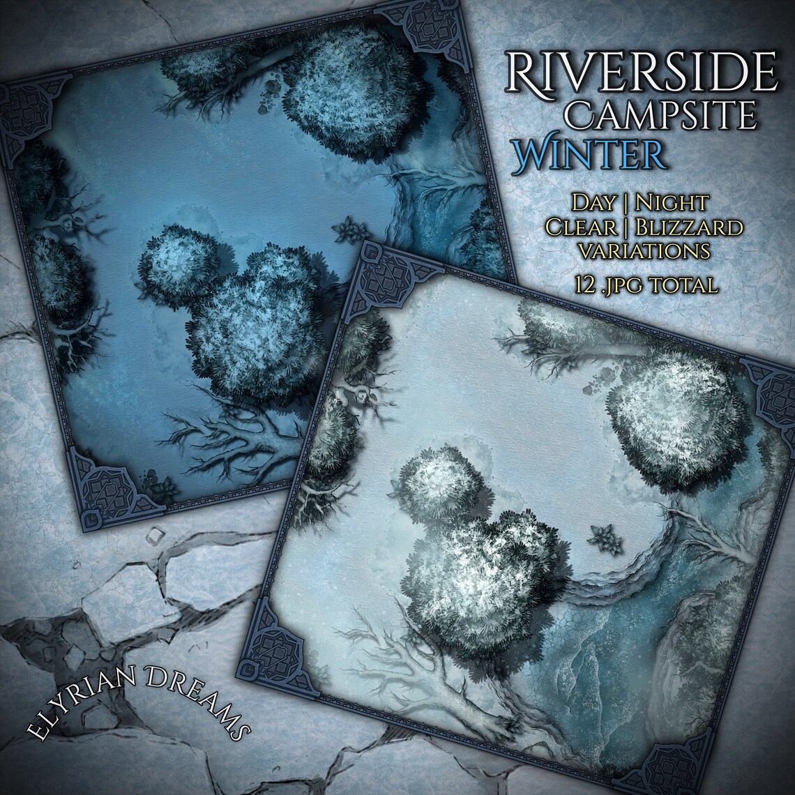 Riverside Campsite, Winter, 4k, Digital, TTRPG, Map Pack, D&D, Roll20 ...