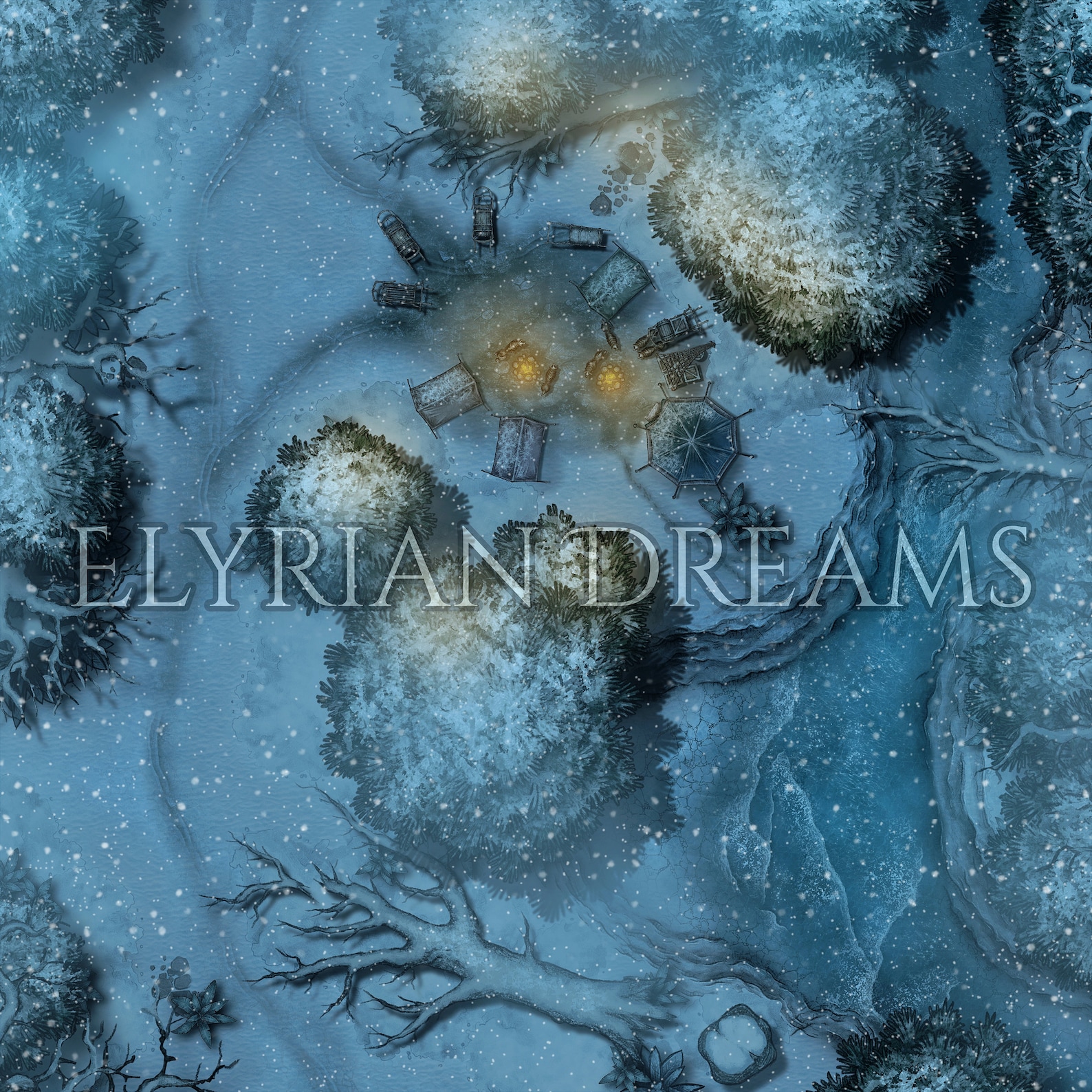 Riverside Campsite, Winter, 4k, Digital, TTRPG, Map Pack, D&D, Roll20 ...