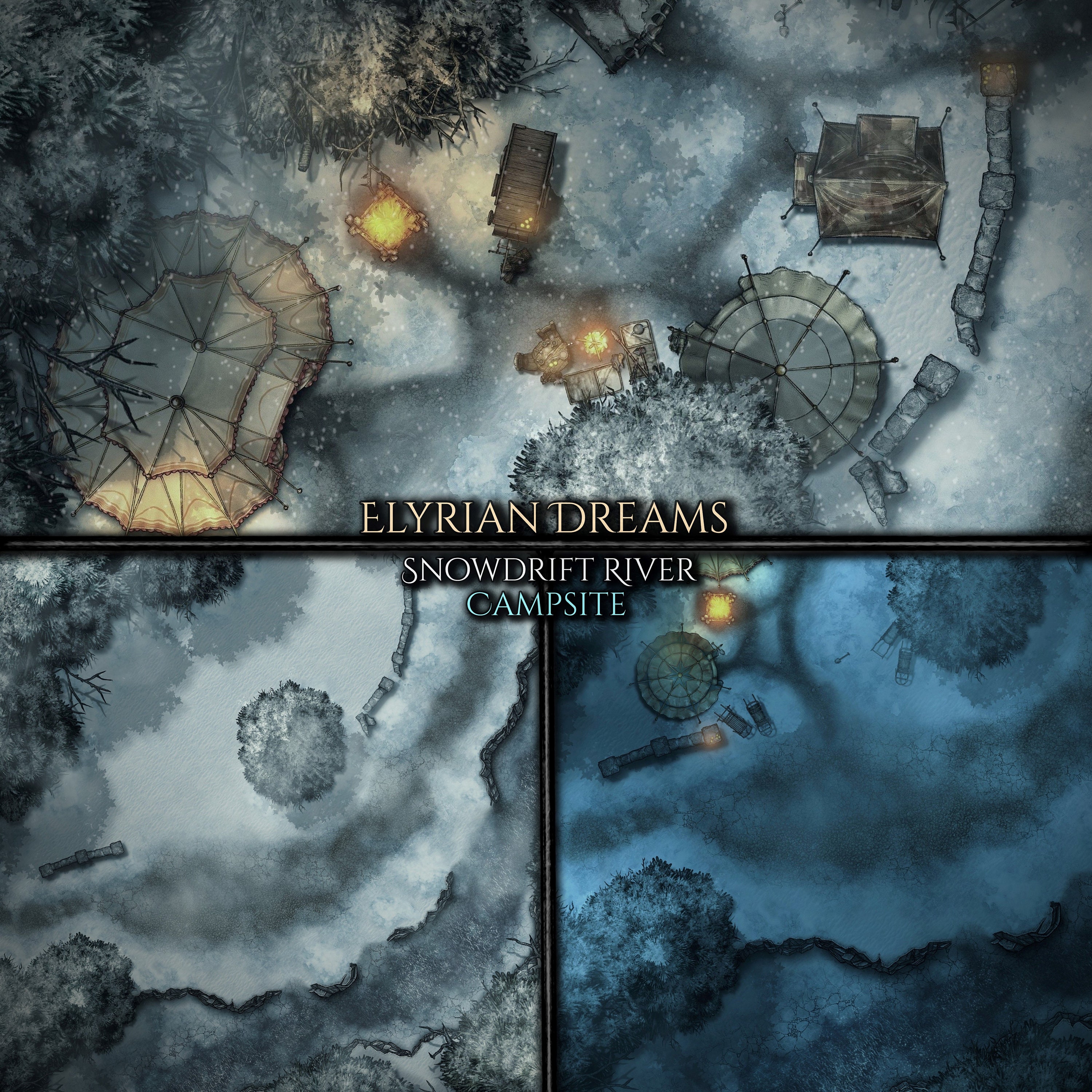 Snowdrift River Campsite, 4k, Digital, Battlemap, Mappack, D&D, 5e ...