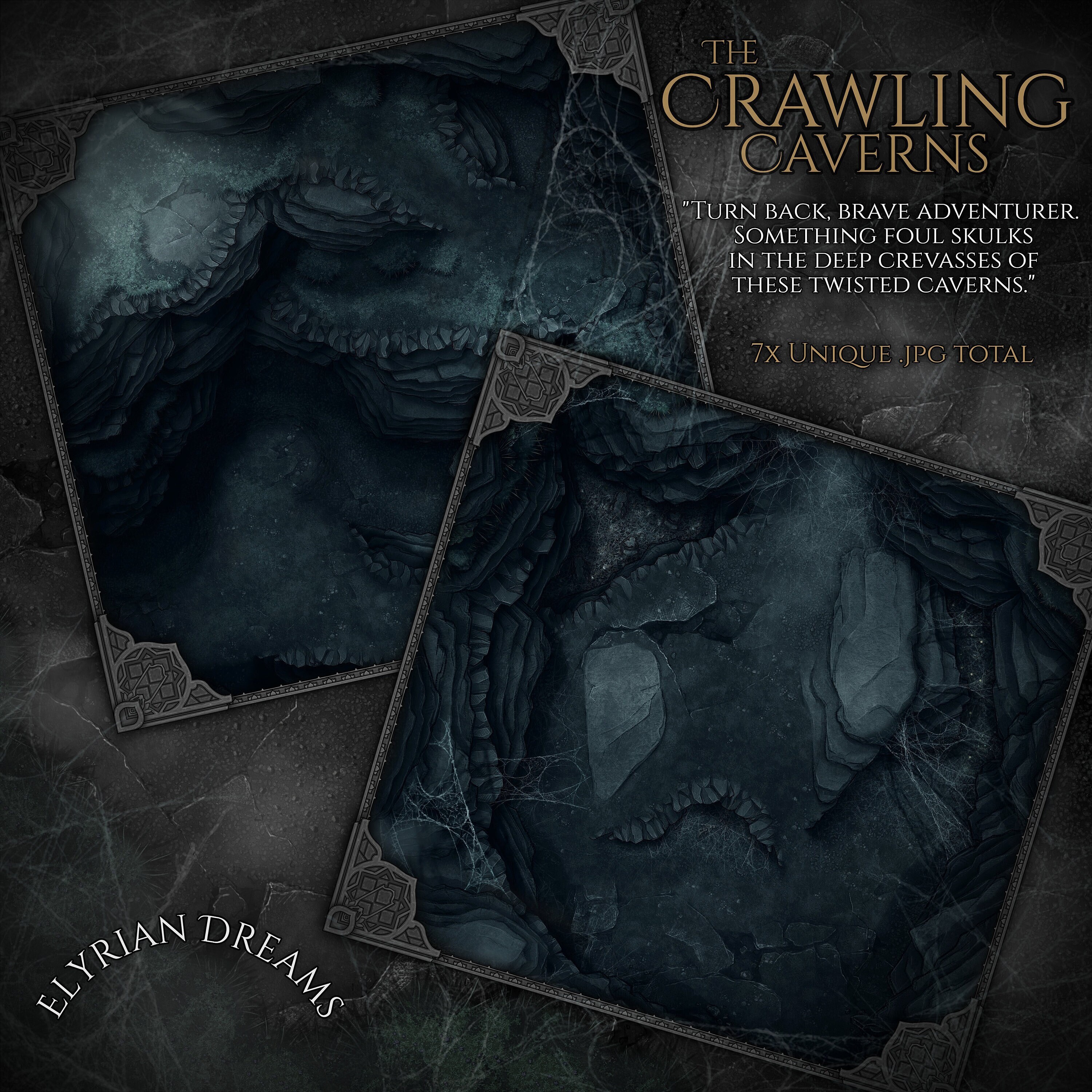 The Crawling Caverns, Interconnected Battlemap, D&d, TTRPG, Digital ...