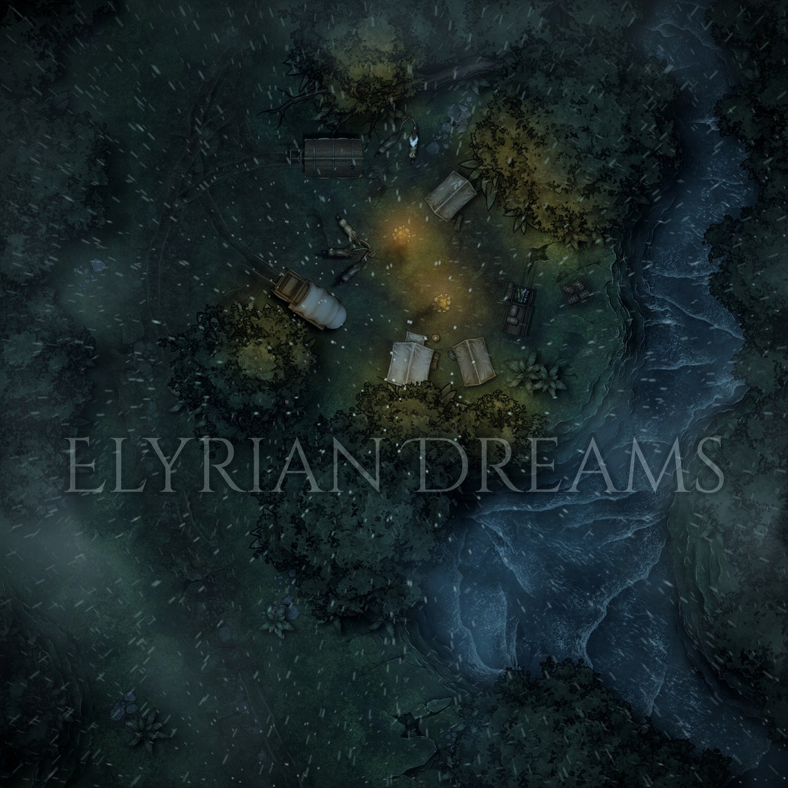 Riverside Campsite, Stormy, Night, 4k, Digital, TTRPG, Map Pack, D&D ...