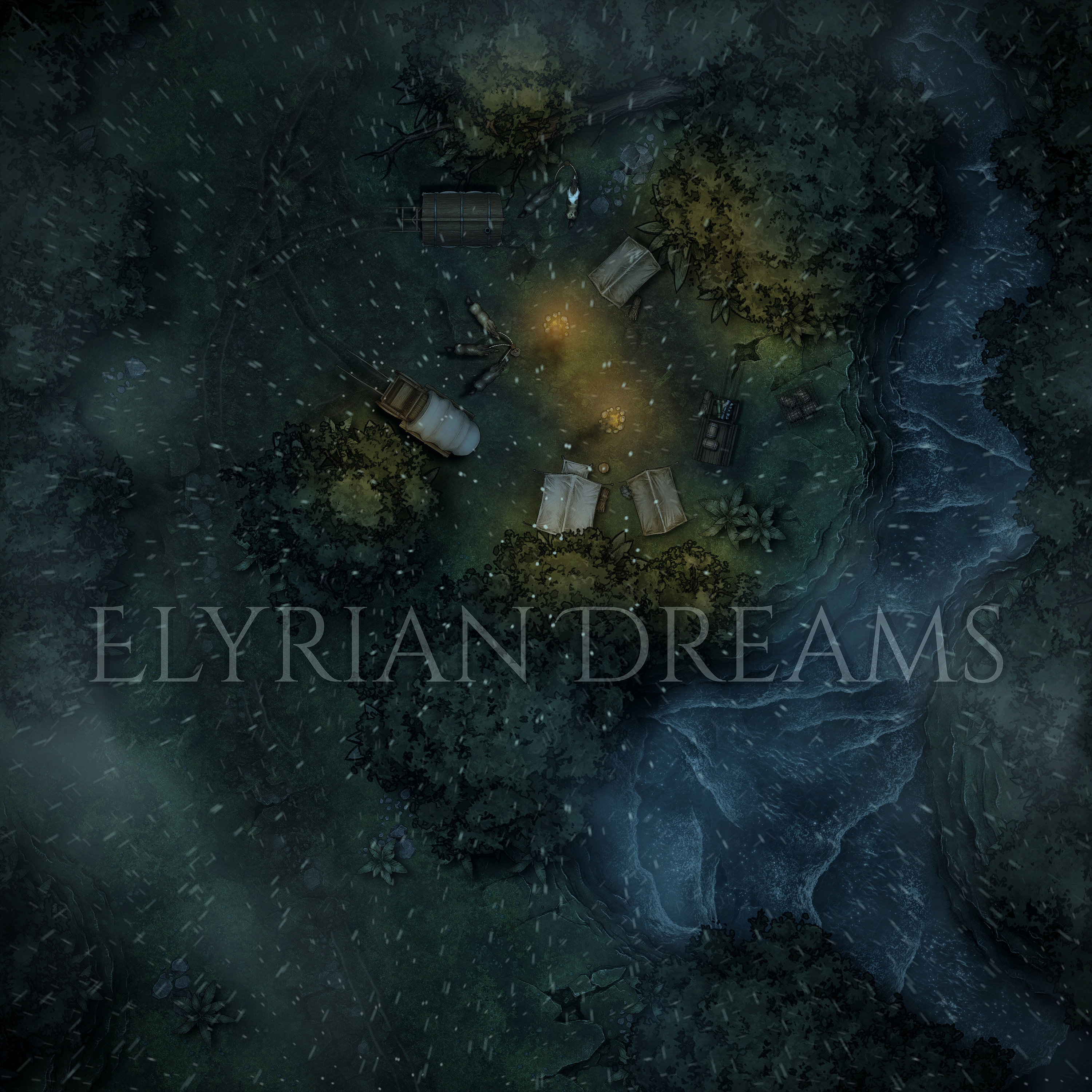 Riverside Campsite, Stormy, Night, 4k, Digital, TTRPG, Map Pack, D&D ...