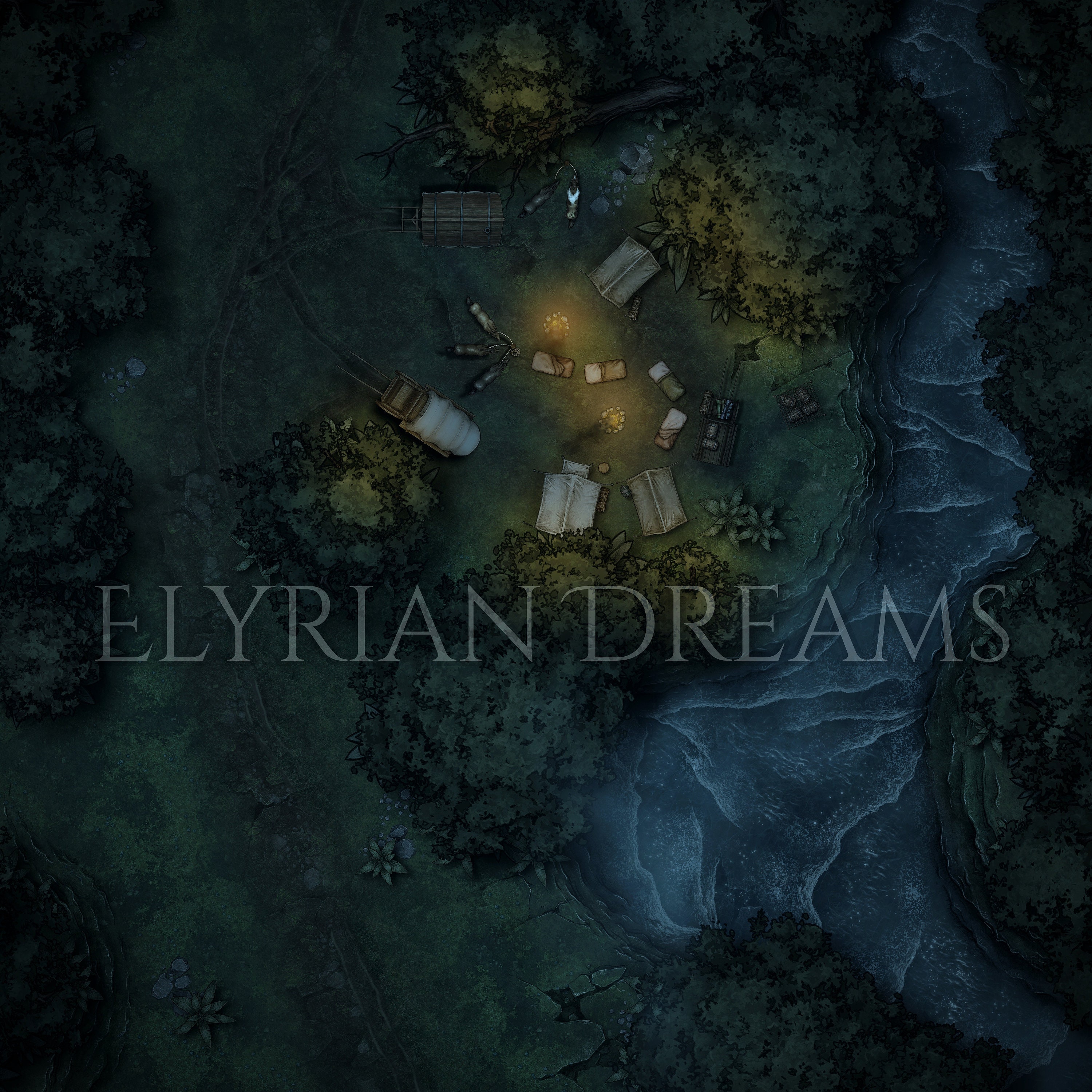 Riverside Campsite, Stormy, Night, 4k, Digital, TTRPG, Map Pack, D&D ...