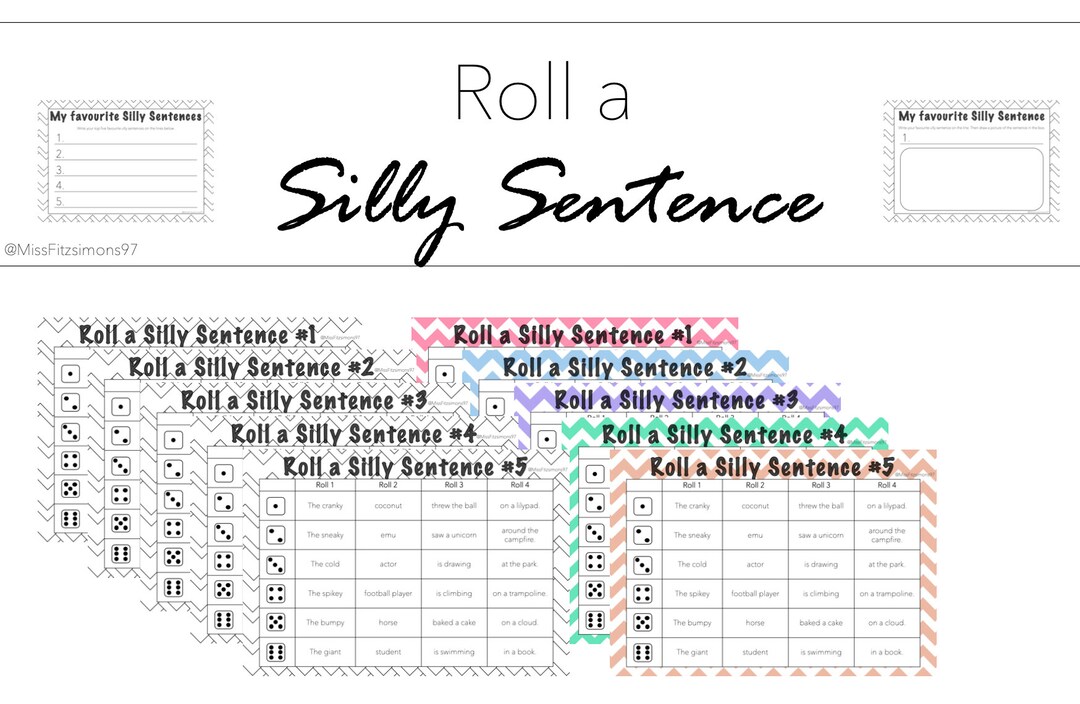 Literacy Rotation Activity - Roll a Silly Sentence - Digital Download ...