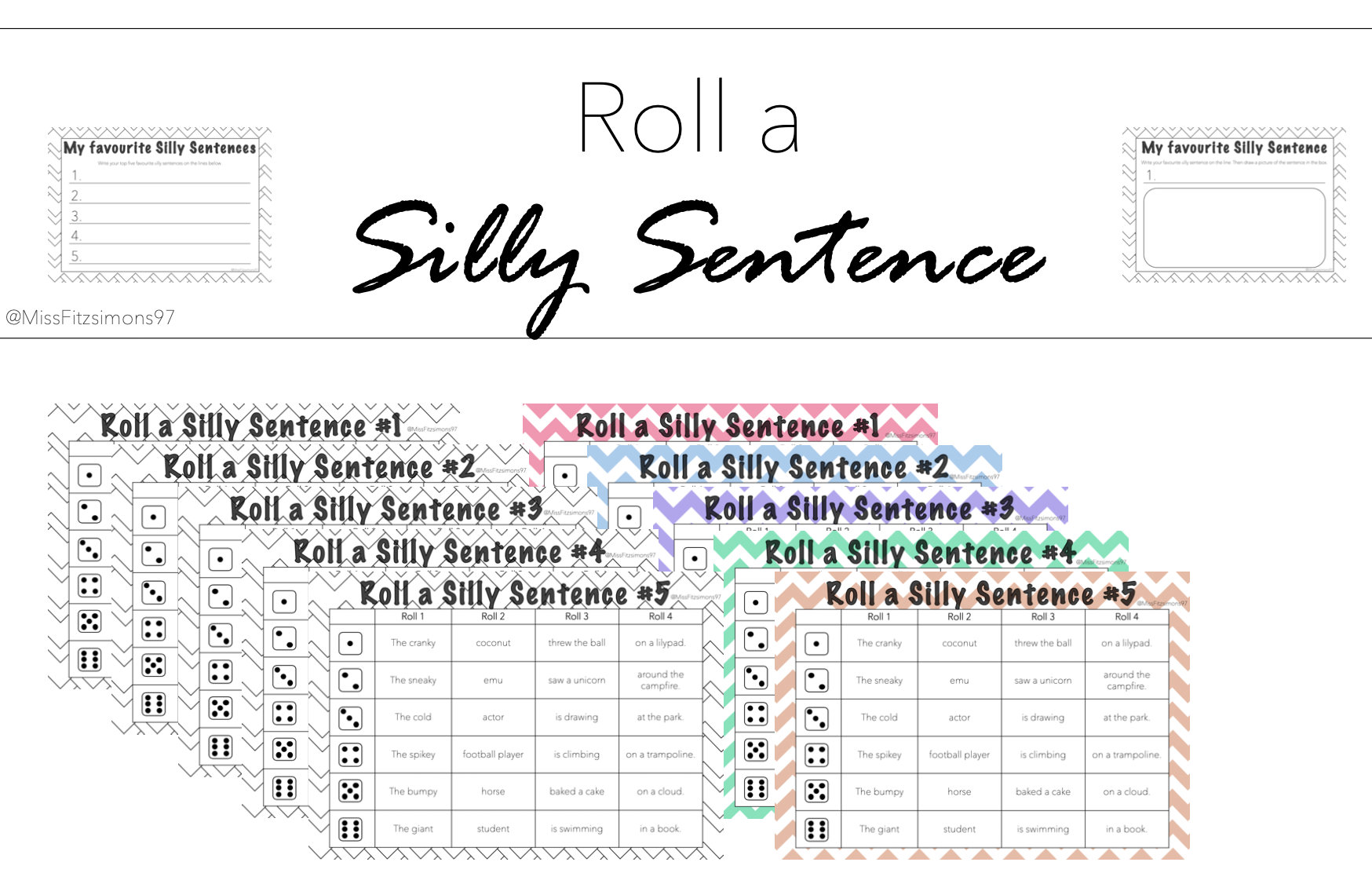 Literacy Rotation Activity - Roll a Silly Sentence - Digital Download ...