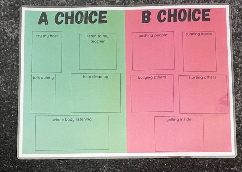 Behaviour Choices Visual Activity Differentiated Accessible for Special ...