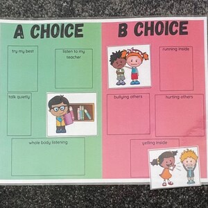 Behaviour Choices Visual Activity Differentiated Accessible for Special ...