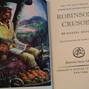 The Adventures of Robinson Crusoe by Daniel Defoe With Dust Jacket Illustrated Junior Library ...