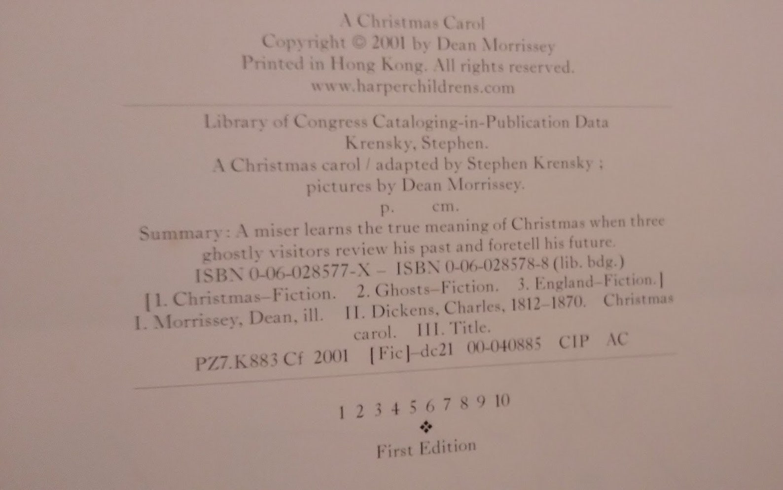 A Christmas Carol Charles Dickens Signed by Dean Morrissey Illustrator ...