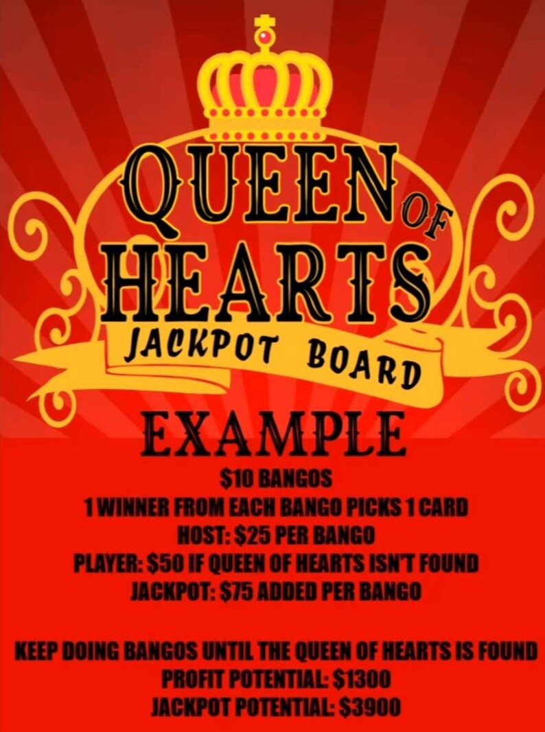 Queen of Hearts Jackpot Board 8x10in! - Etsy