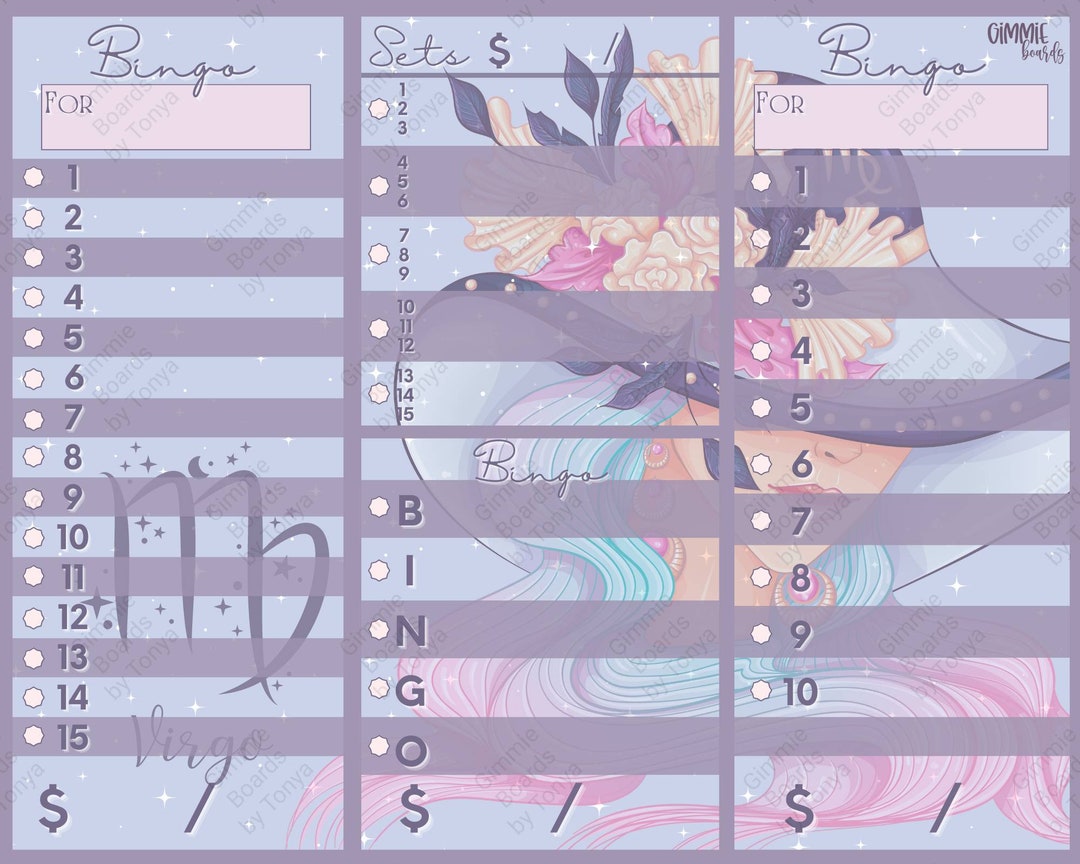Virgo Laminated Bingo Sheet - Etsy