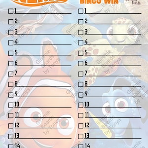 Finding Nemo Inspired Elimination Bingo Board - Etsy